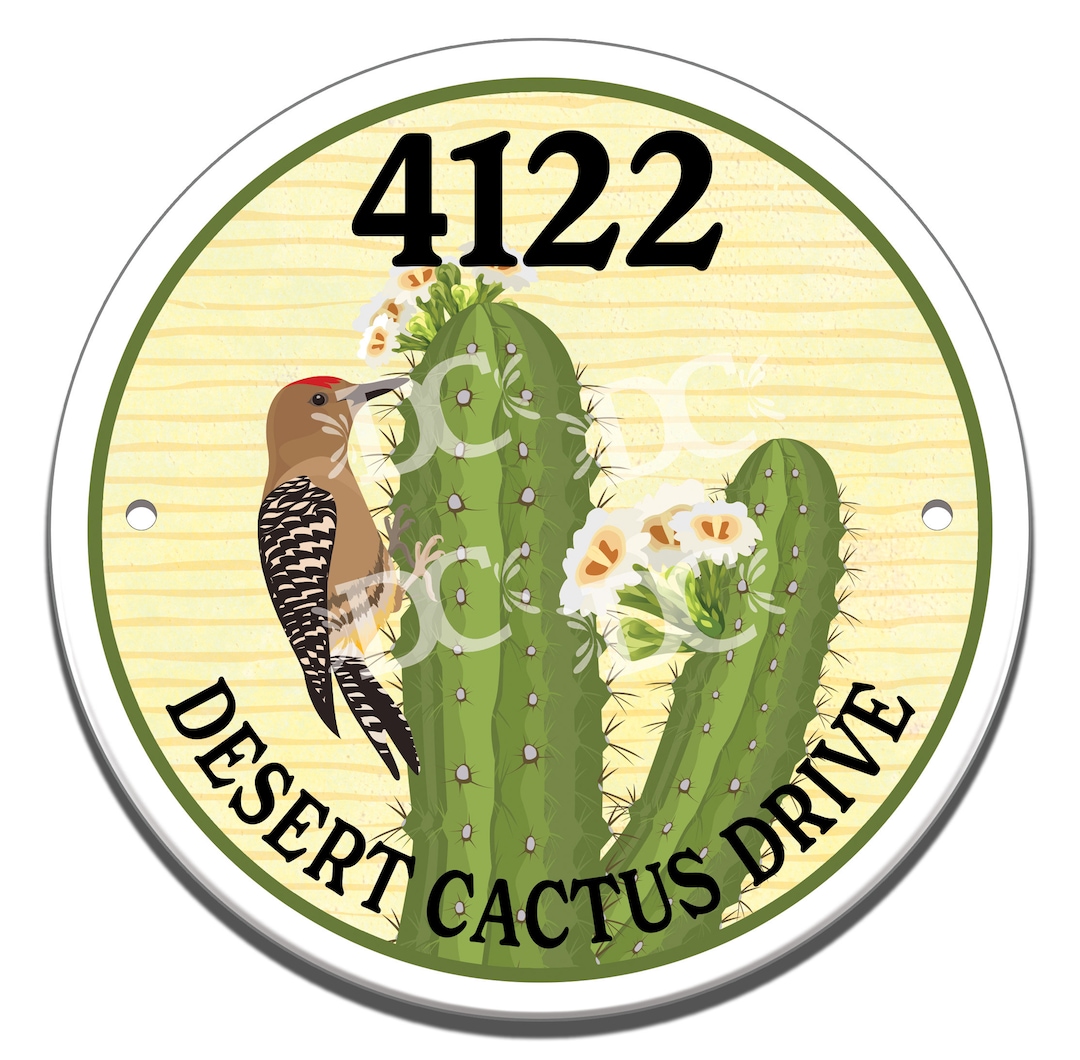 Cactus House Number Sign: Desert Themed Ceramic Address Tile - Etsy