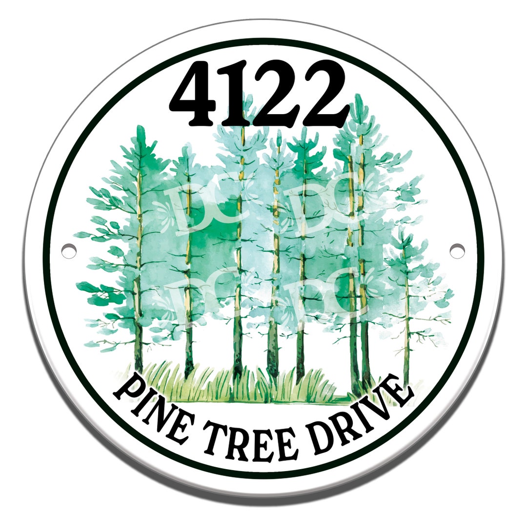 Pine Tree Forest Ceramic House Number Sign: Cottagecore Address Tile - Etsy