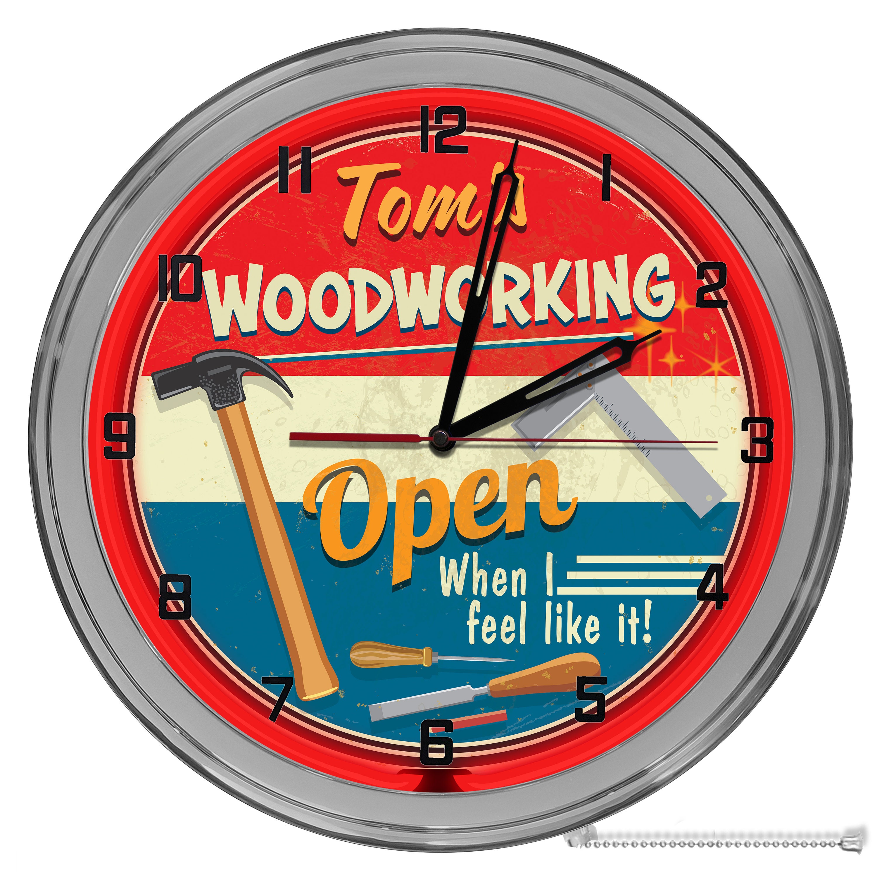 Custom Woodworking Shop Neon Clock, Retro Garage Sign, 16 Inch - Etsy