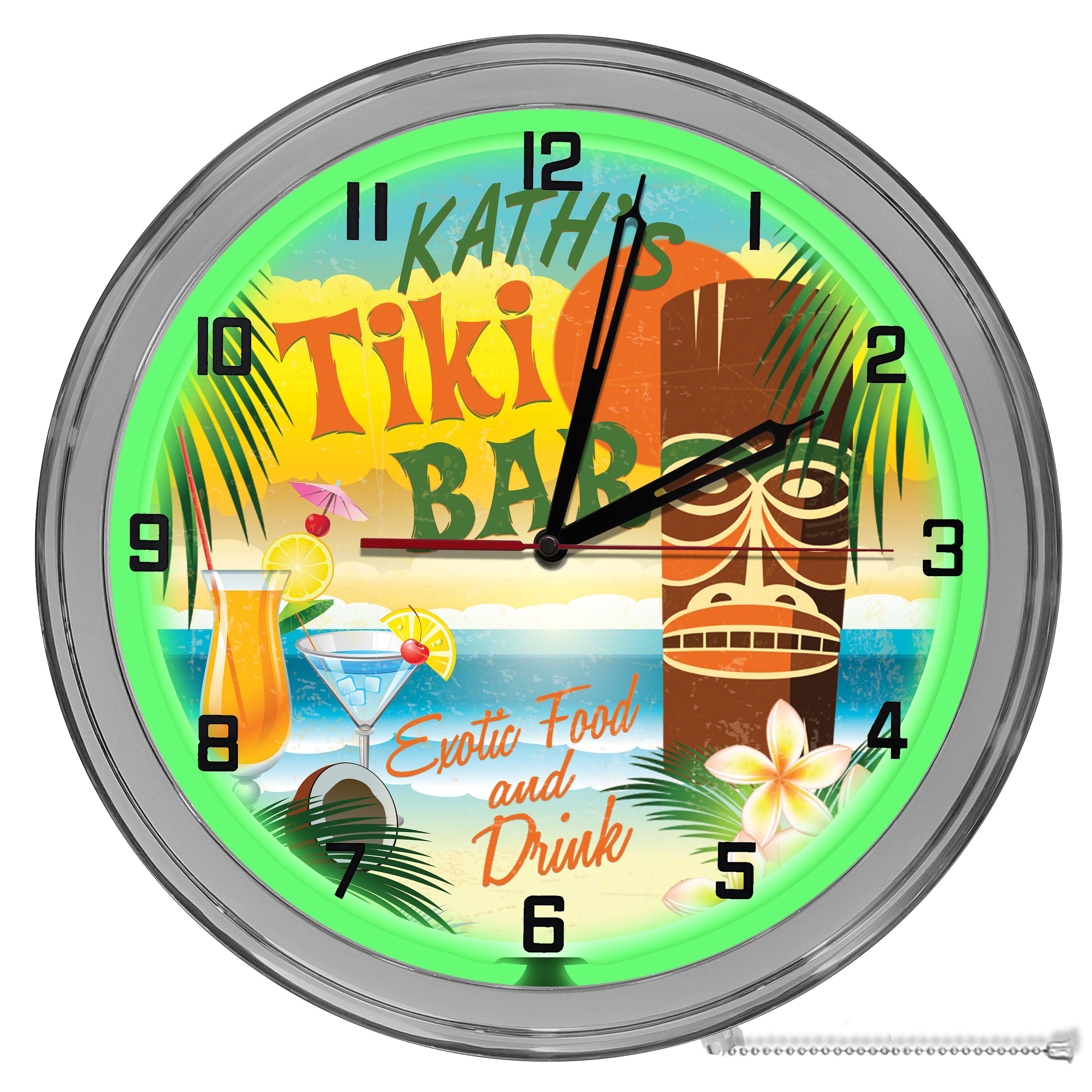 Tiki Hut 16 in Clocks Tiki Bar Custom Clocks Tiki Bar Light - Etsy