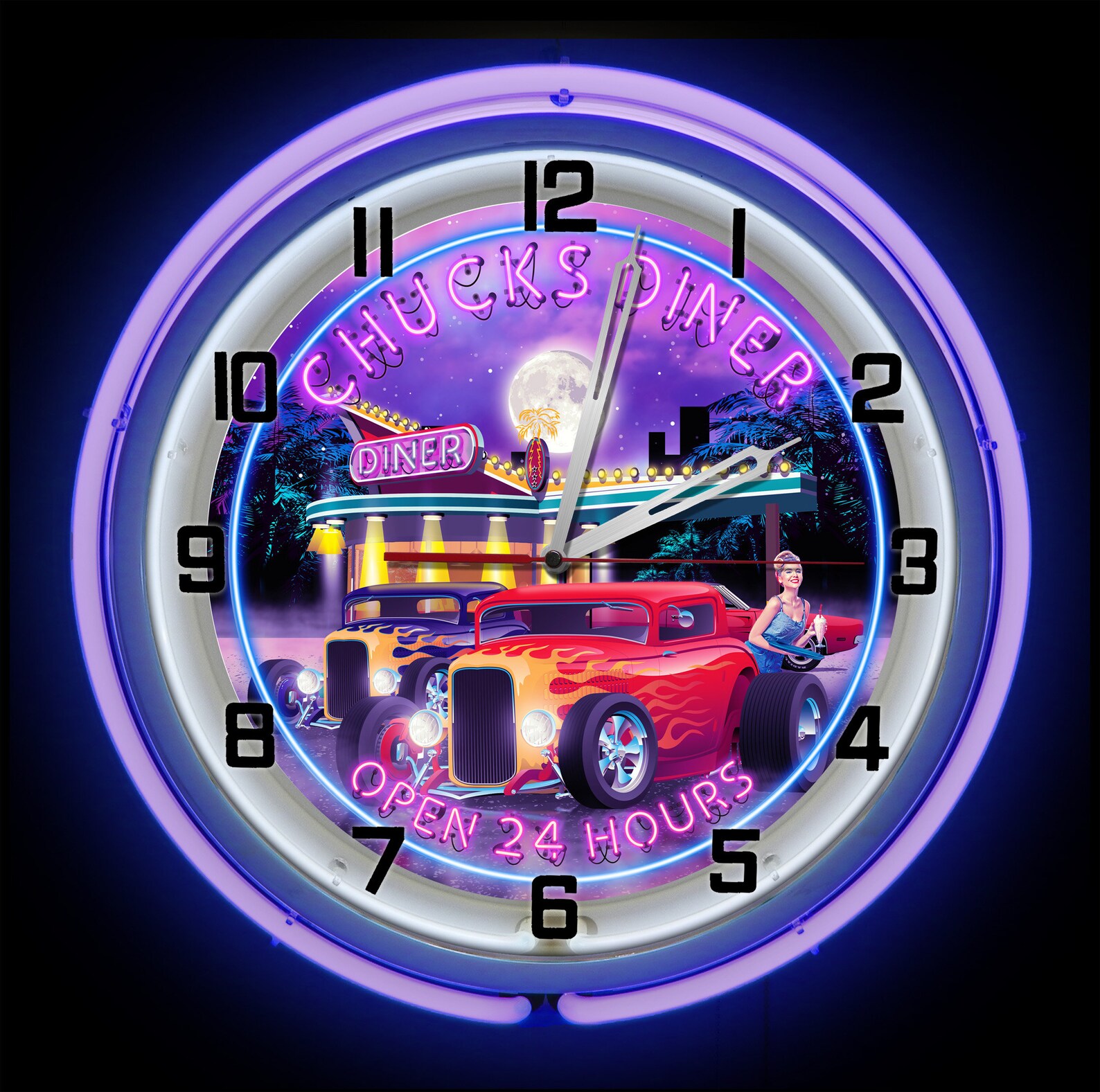 Vintage Diner 19 Neon Sign Clock Restaurant Diner Neon | Etsy