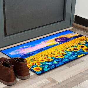 Sunflowers Field Door Mats, Floral Front Door Mat, Flowers Door Rugs ...