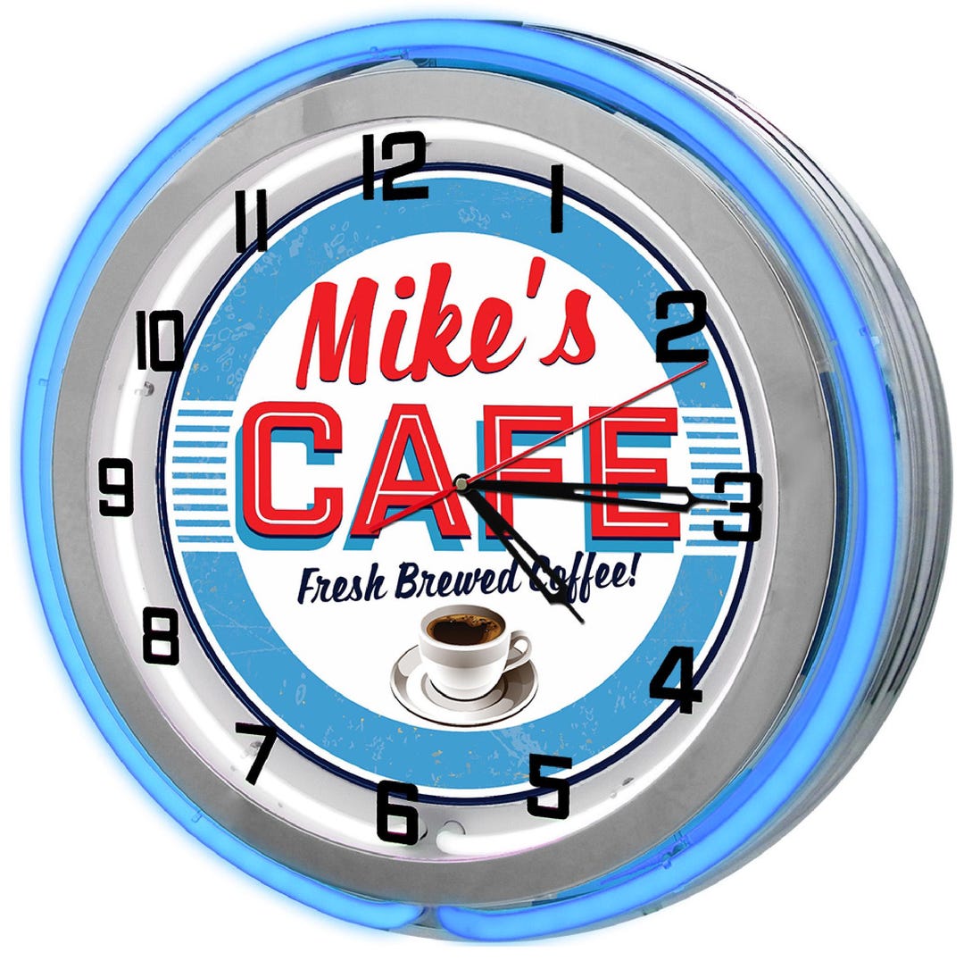 Vintage 1950's Diner Neon Clock, Cafe Diner 19" Double Neon Clock ...