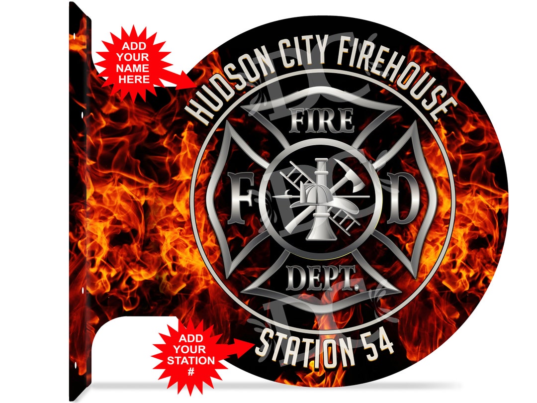 Fire Station Double Sided Sign, Firefighter Decor, Fire Station Decor ...