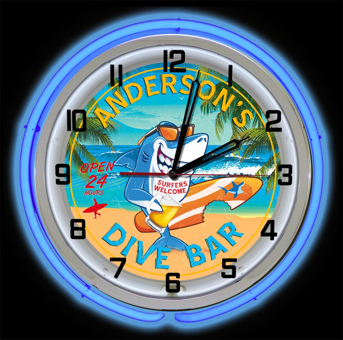 Shark Dive Bar 19 Neon Clock Dive Shack Bar Customized | Etsy