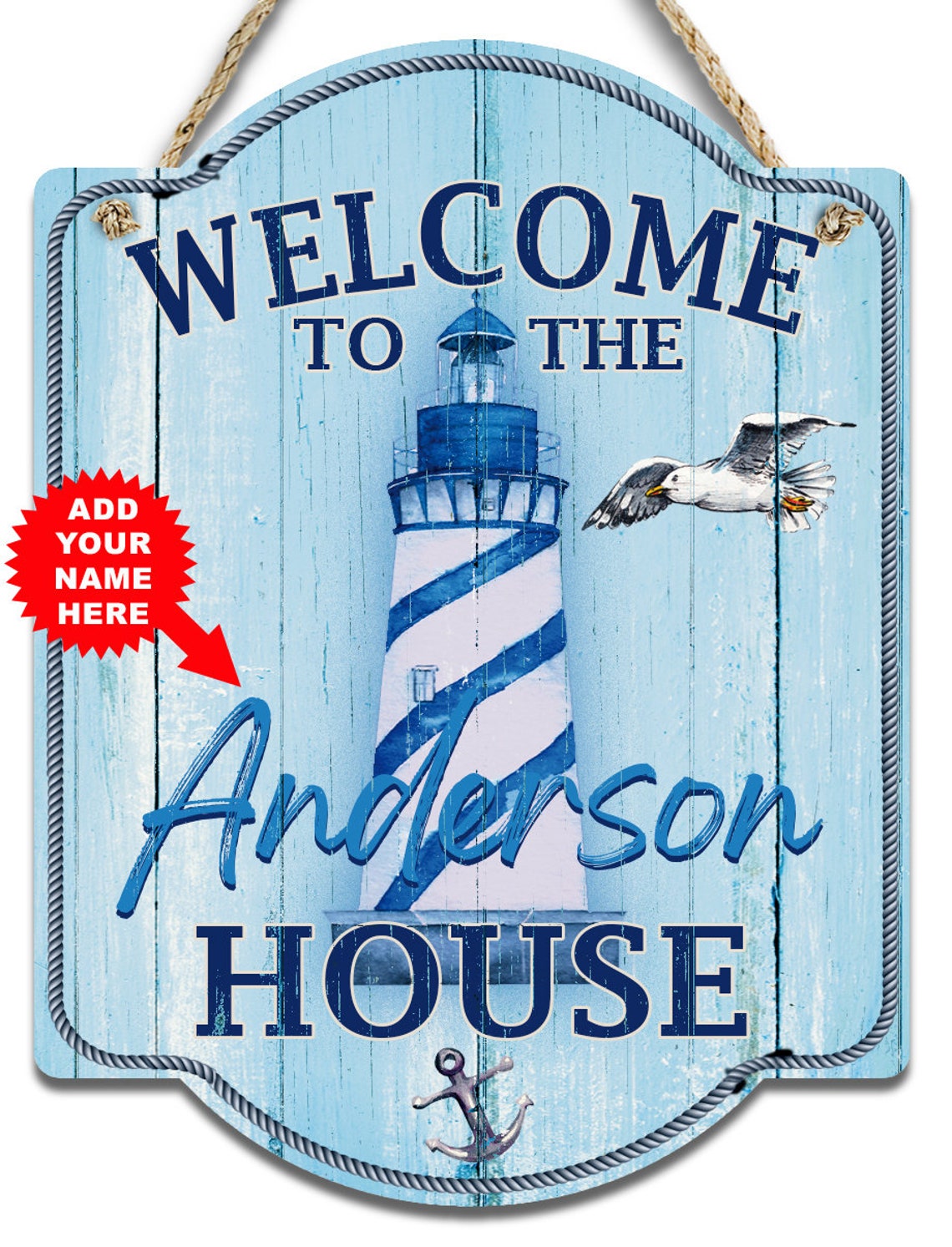 Lighthouse Blue Theme Porch Sign Lighthouse Welcome Sign Sea - Etsy