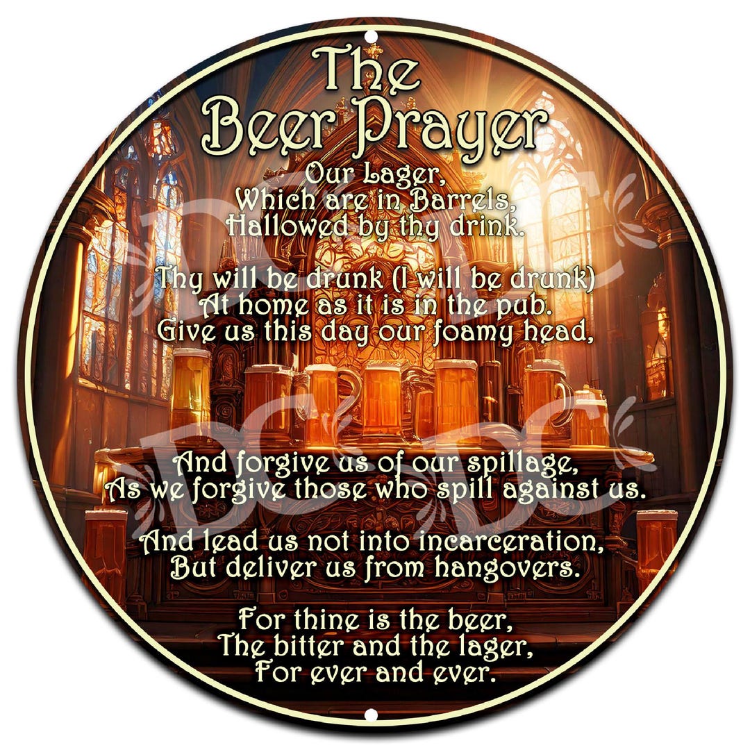 Beer Prayer Metal Sign, Home Bar Sign, Old World Bar Signs, Funny ...