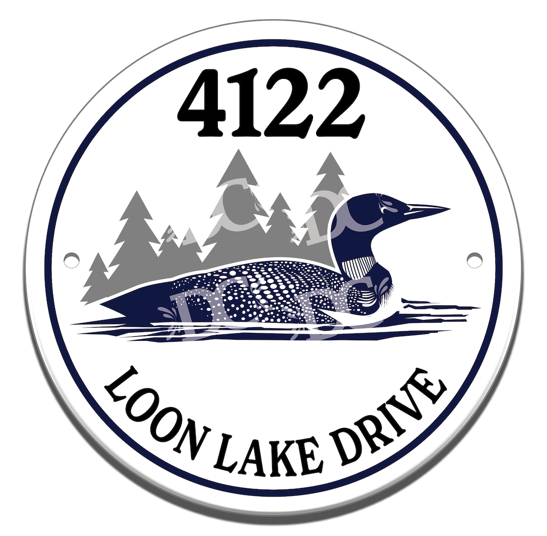Loon Themed Ceramic House Number Circle Tile, Loon Birds Themed Address ...