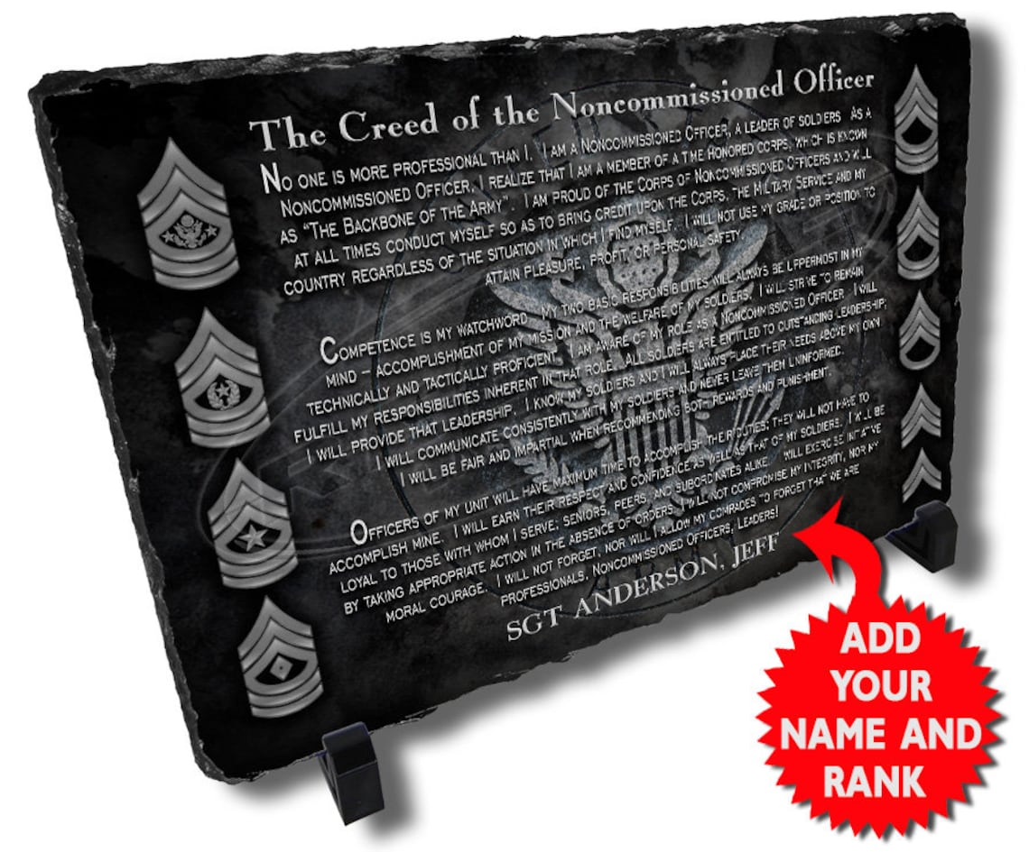 Army NCO Creed Stone Plaque: Military Recognition Award - Etsy