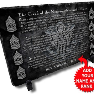 Army NCO Creed Stone Plaque: Military Recognition Award - Etsy