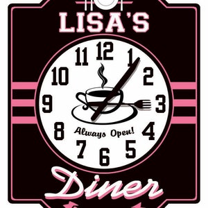 Vintage Diner Custom Wall Clock, Restaurant Clocks, Diner Décor, Retro ...