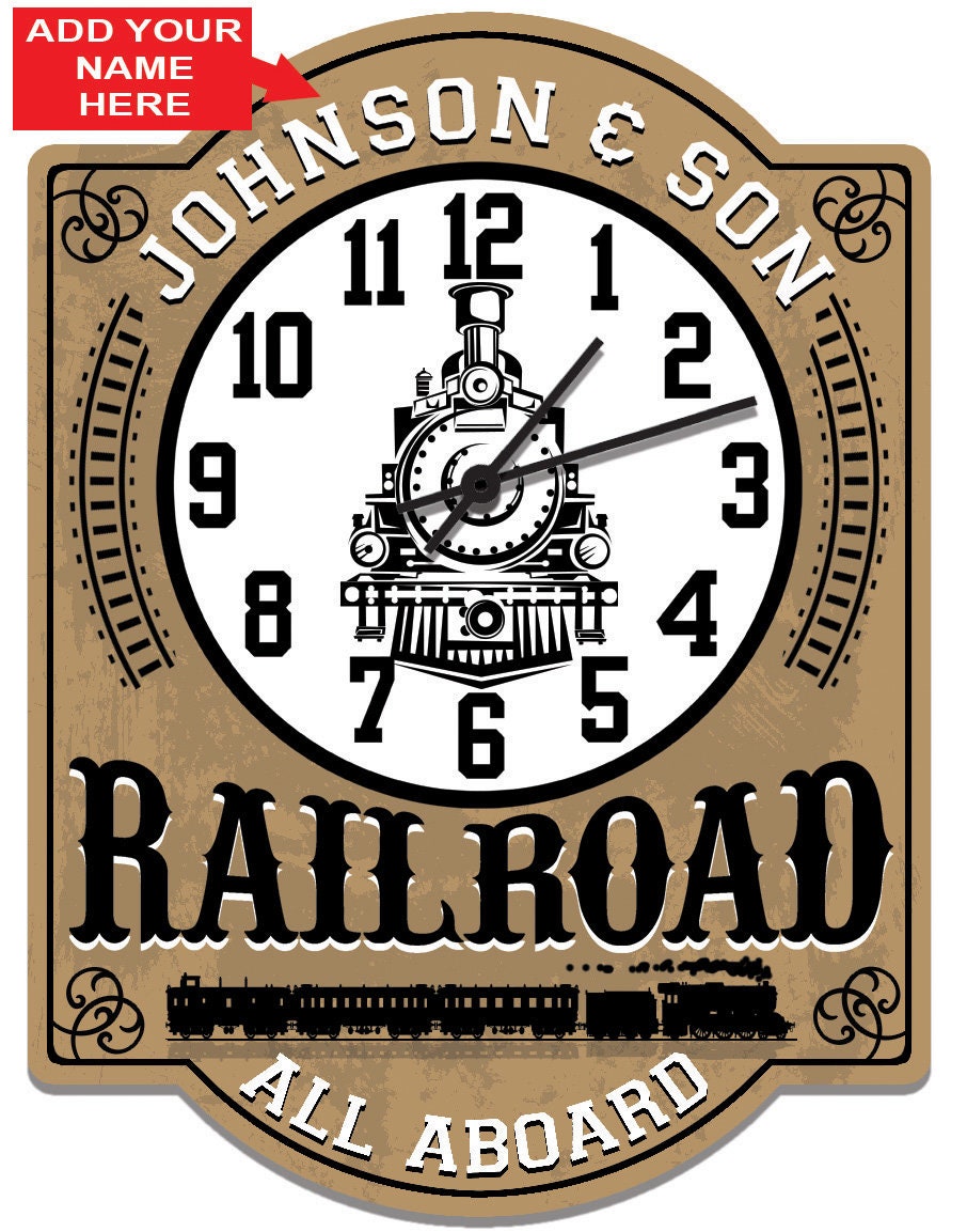 Railroad Locomotive Clock Personalized Train Room Clocks - Etsy