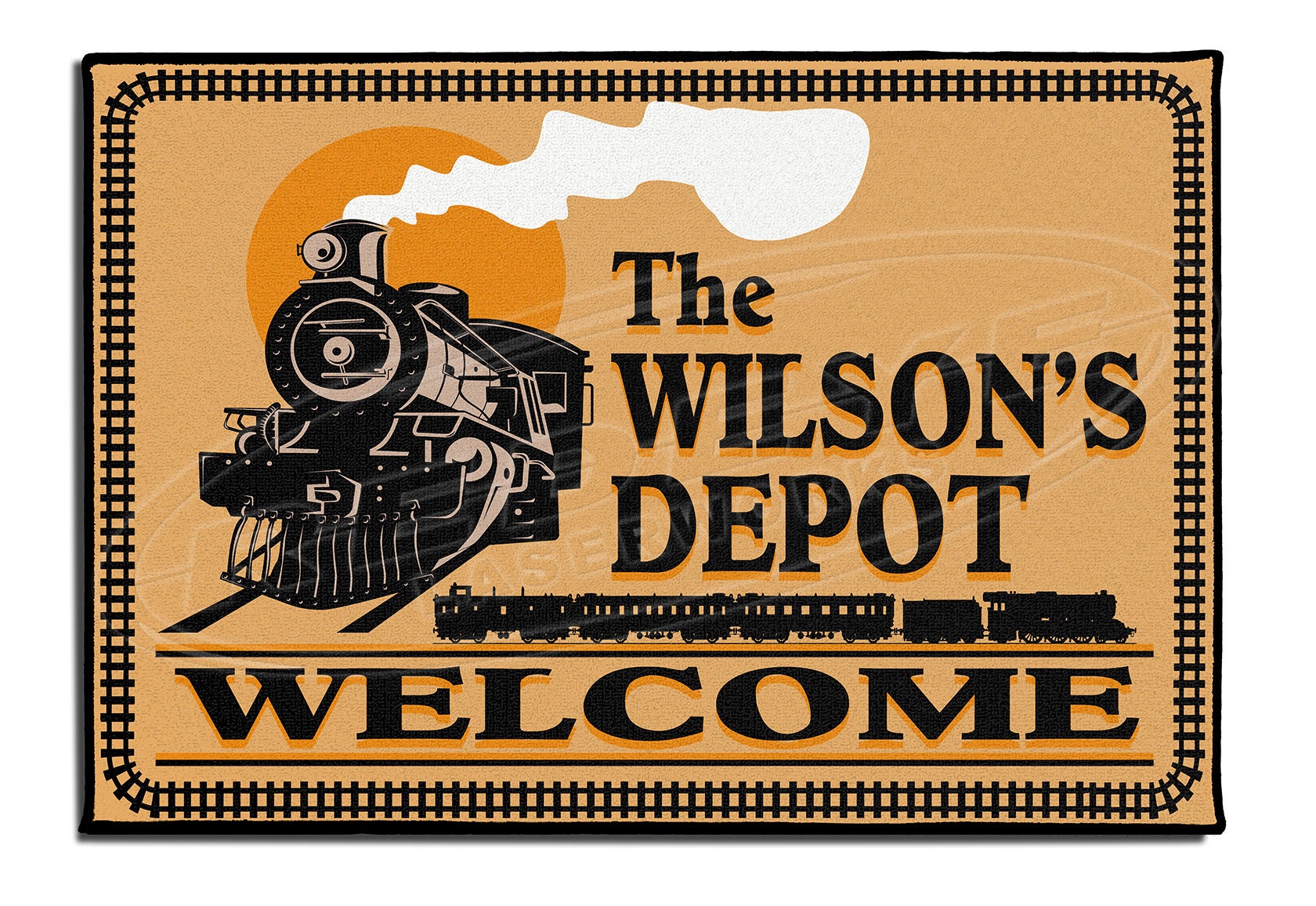 Custom Train Depot Welcome Mat, Railroad Decor - Etsy