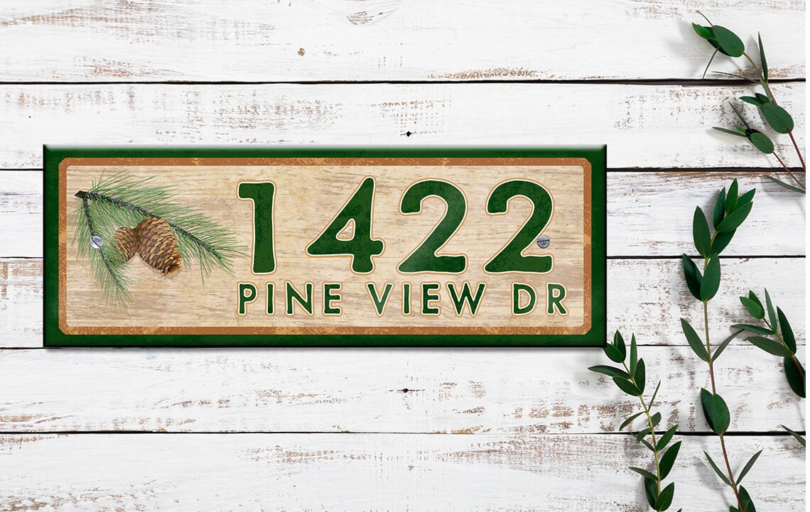 Pine Tree Themed Ceramic House Numbers Pine Branch Welcome | Etsy