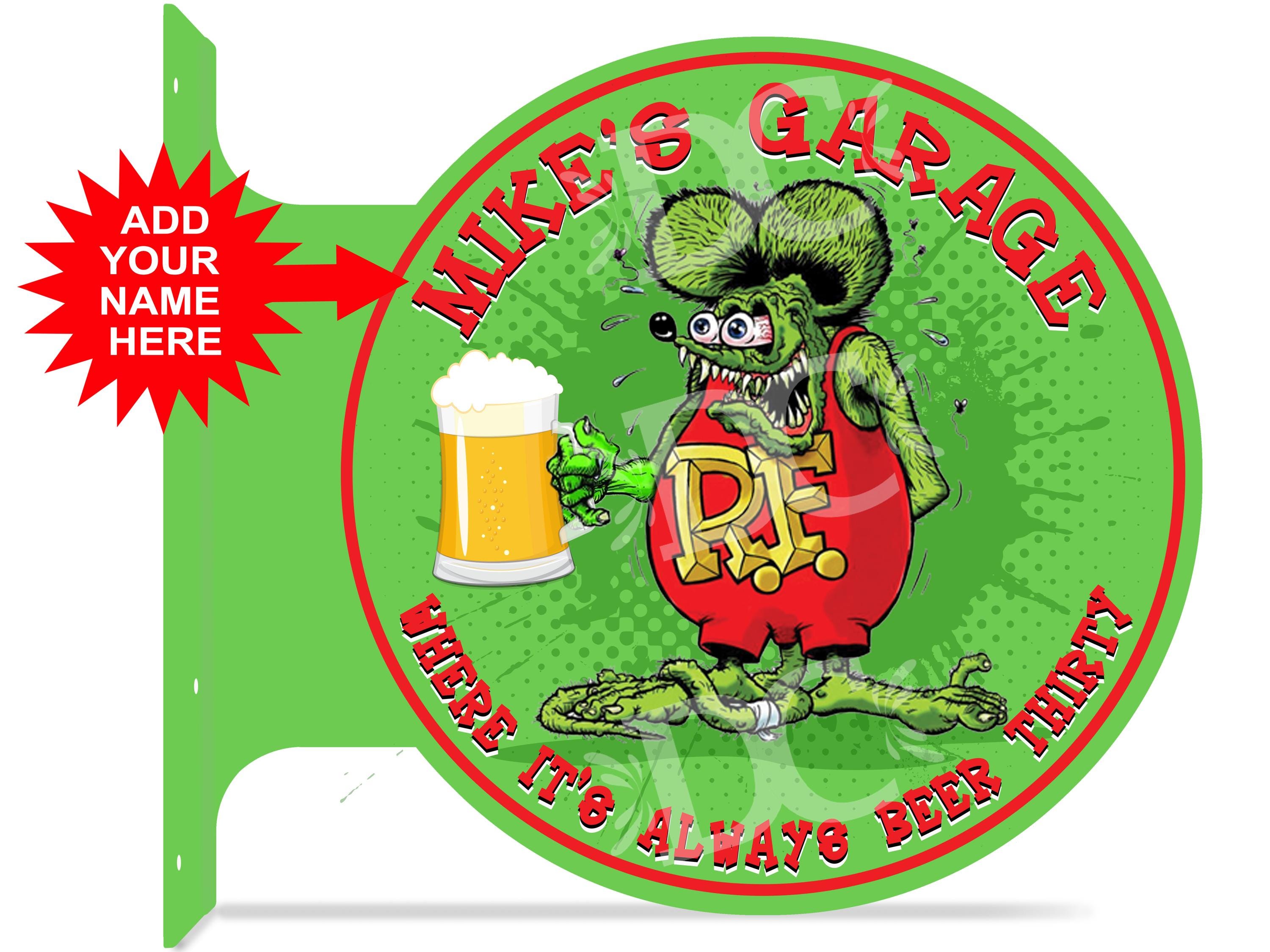 Rat Fink Garage Double Sided Signs, Car Repair Garage Signs, Mechanic ...