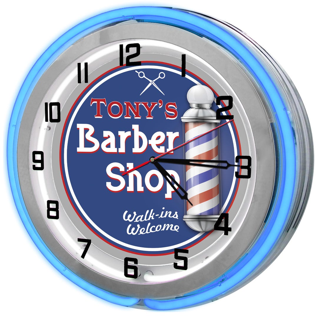 Barber Shop Neon Sign 19" Clock Customized, Hair Salon Signs, Barber ...