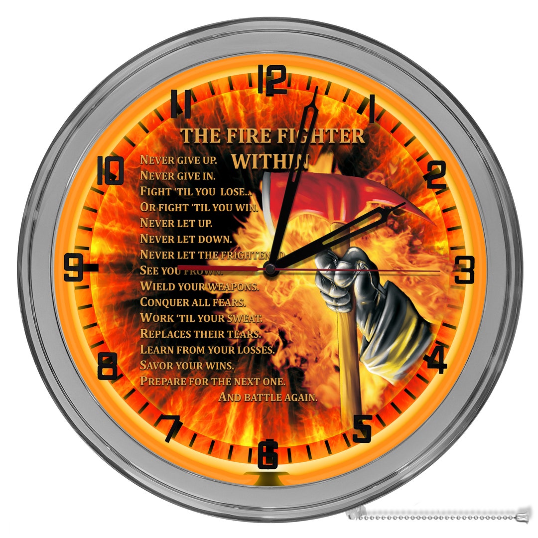 Firefighters Creed 16 in Neon Clock, Fire Station Clocks, Fire Station ...