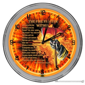 Firefighters Creed 16 in Neon Clock, Fire Station Clocks, Fire Station ...