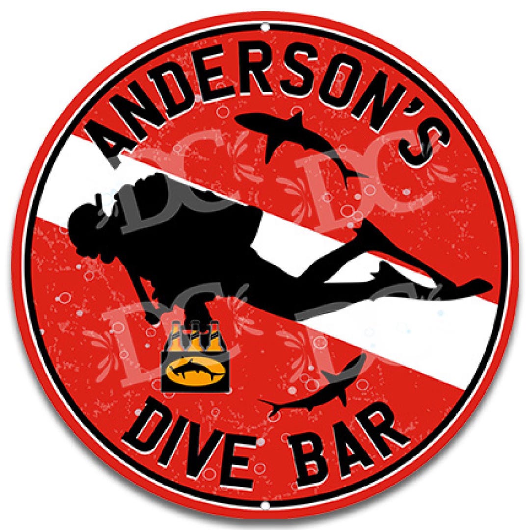 Scuba Dive Bar Customized Sign, Scuba Diver Custom Signs, Deep Sea ...