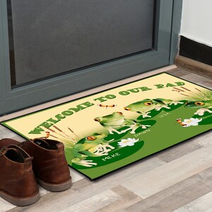 Frogs Font Porch Mat, Frog Family Welcome Mat, Customized Family Frogs ...