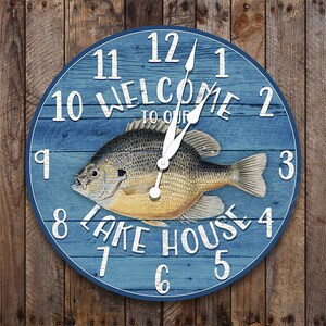Lakehouse Welcome Clock, Fishing Clocks, Rustic Cottage Clocks, Fishing ...