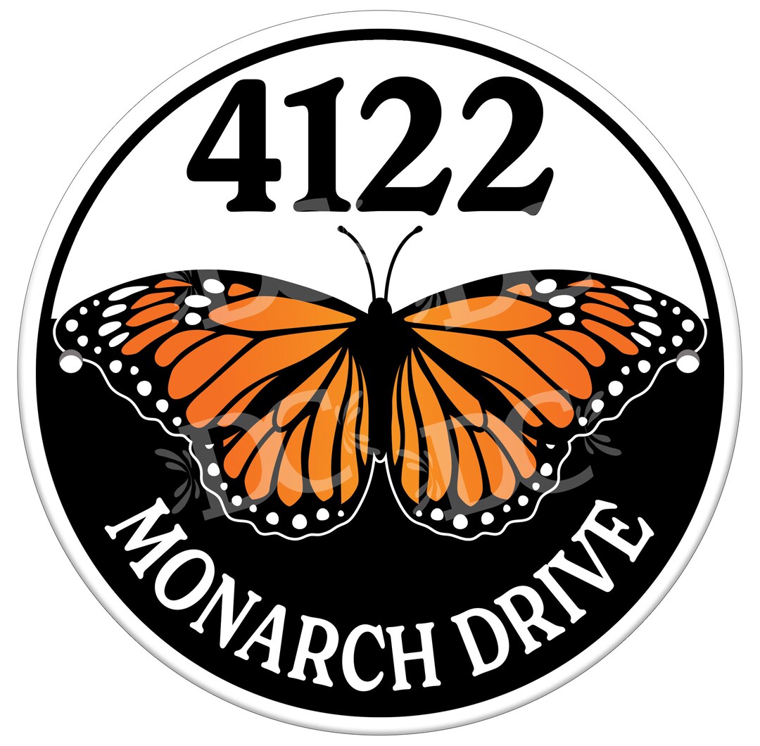 Monarch Butterfly Themed Ceramic House Number Circle Tile, Butterflies ...