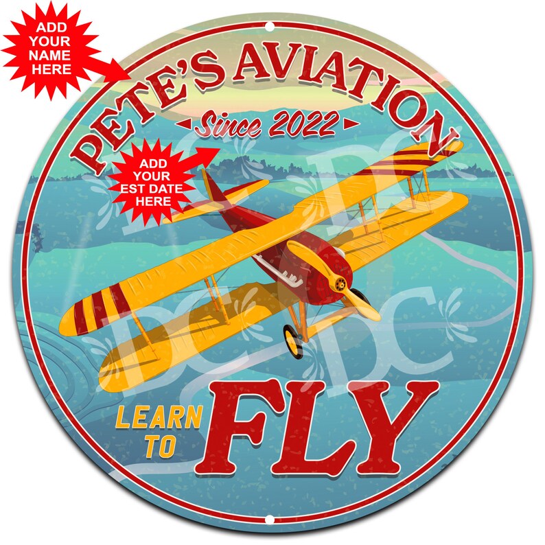 Flight School Novelty Sign Pilot Signs Aviator Custom Signs - Etsy