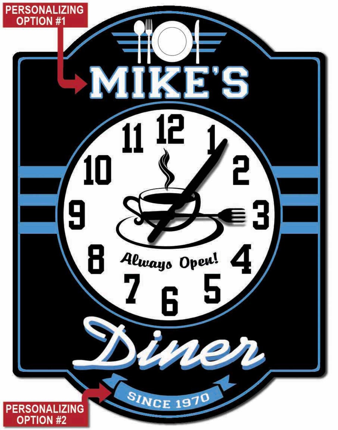 Vintage Diner Custom Wall Clock Restaurant Clocks Diner - Etsy