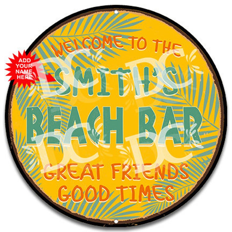 Tropical Beach Bar Custom Sign Beach Bar Welcome Sign Tiki | Etsy