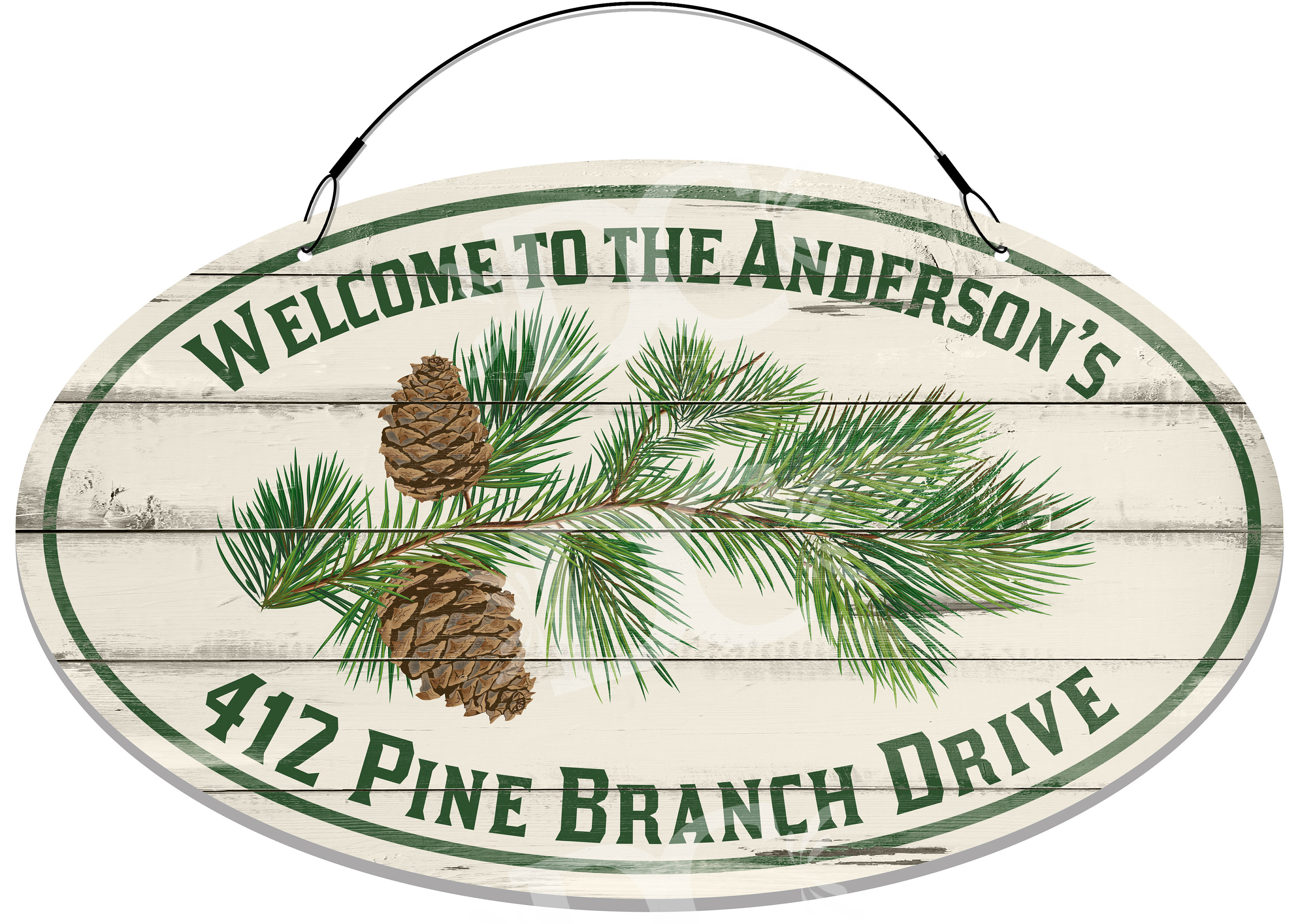 Pine Branch Themed Metal House Sign, Pine Trees Décor Signs, Cabin ...