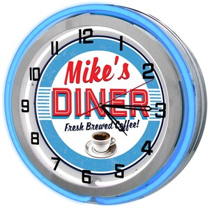 Vintage 1950's Diner Neon Clock, Cafe Diner 19" Double Neon Clock ...