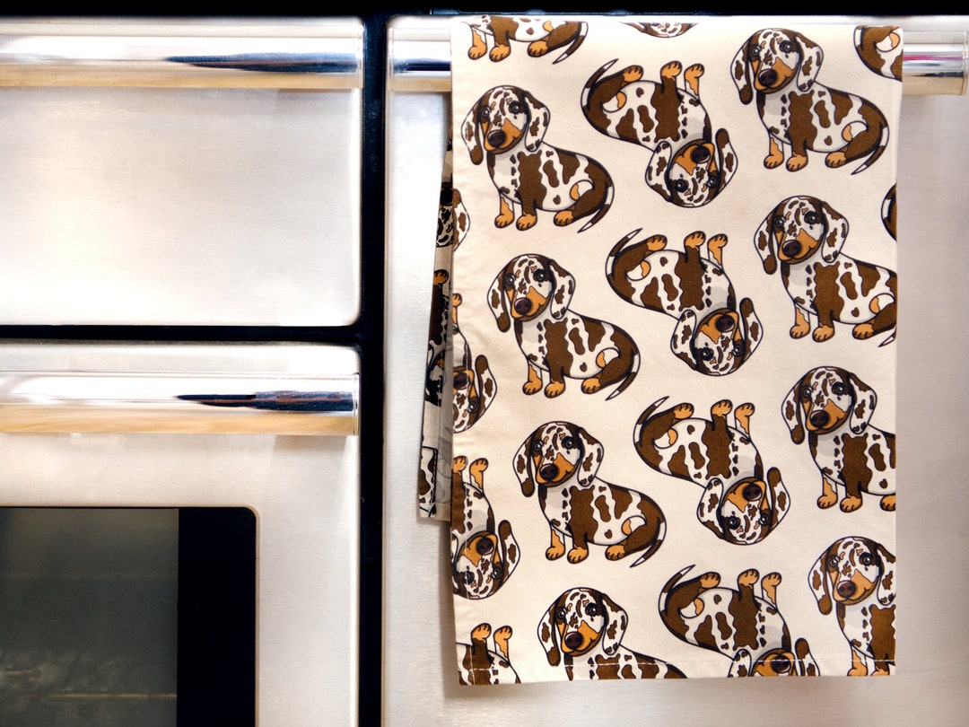 Dachshund Tea Towel | Chocolate Dapple Dachshund | Sausage Dog Tea ...