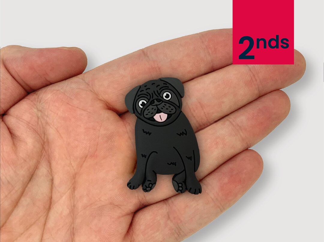 Pug Croc Pin Black Pug Croc Charm Cute Shoe Pins Croc Pins Pug Gifts ...