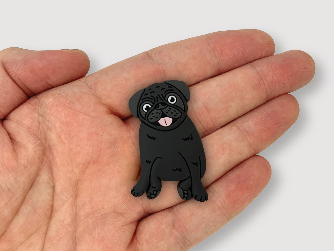 Pug Croc Pin Black Pug Croc Charm Cute Shoe Pins Croc Pins Pug Gifts ...