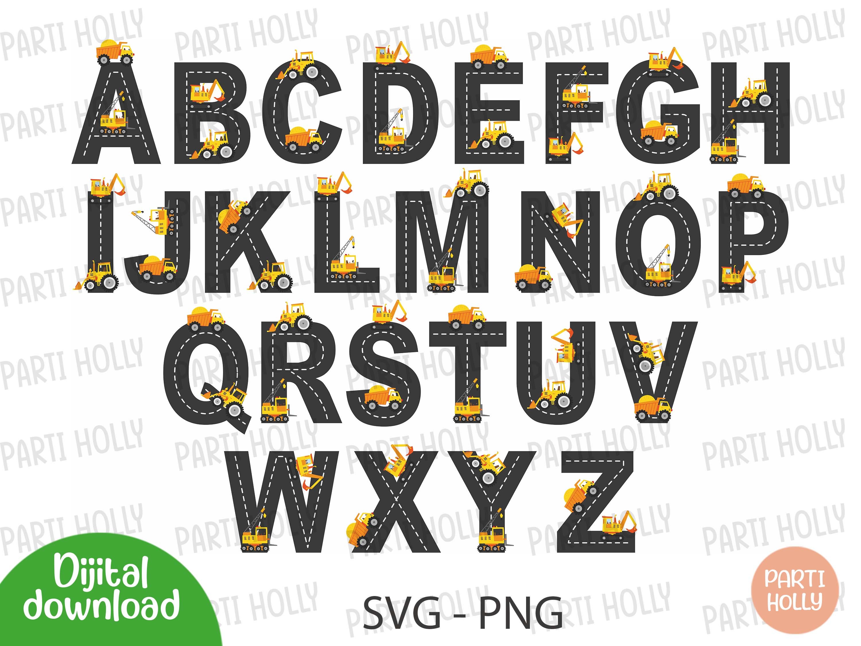 Funny Road Toy Car Monogram Svg-png, Race Track Alphabet, Silhouette ...