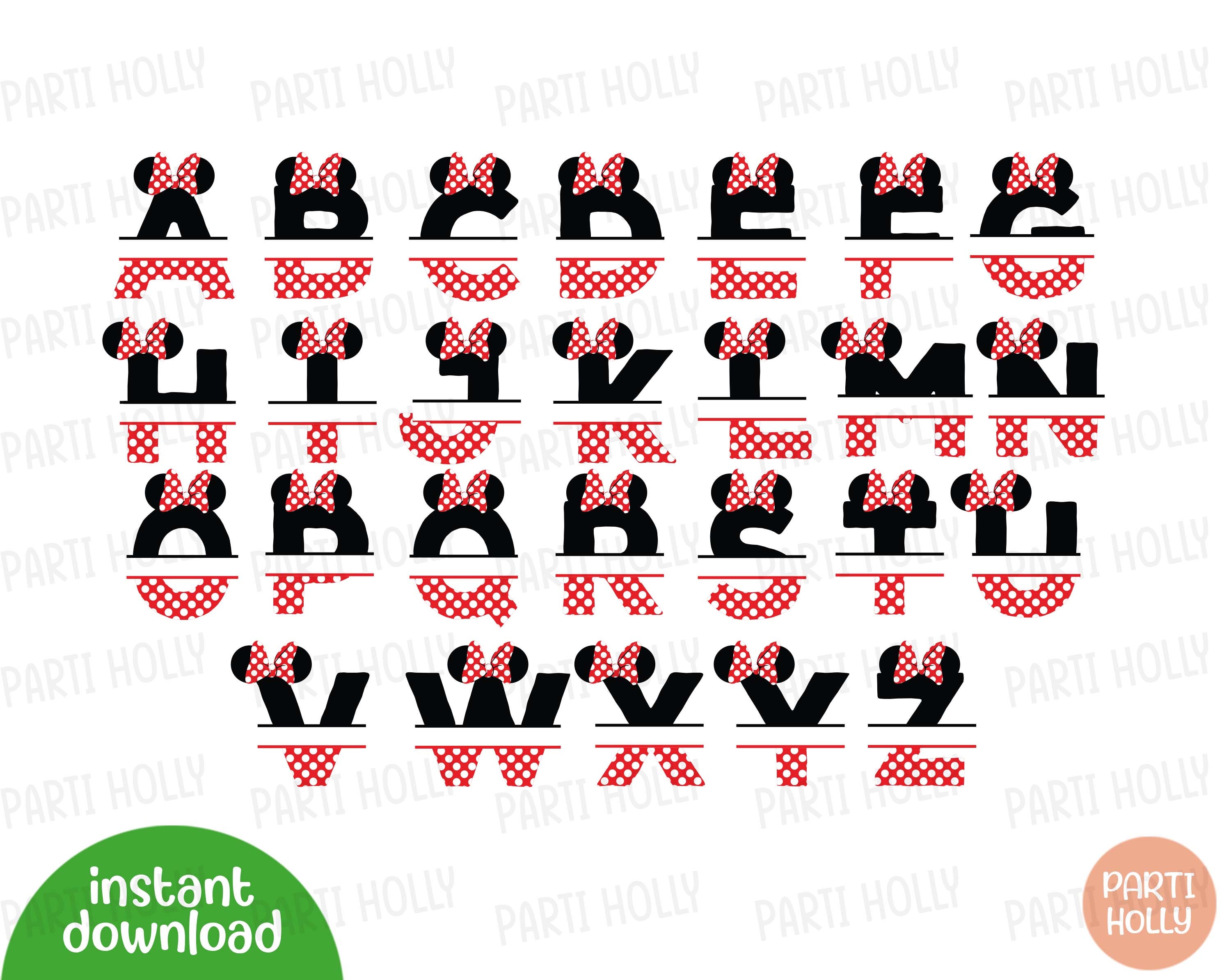 Minnie Mouse Split Monogram Alphabet Svg,eps,png,pdfmonogram Frame ...