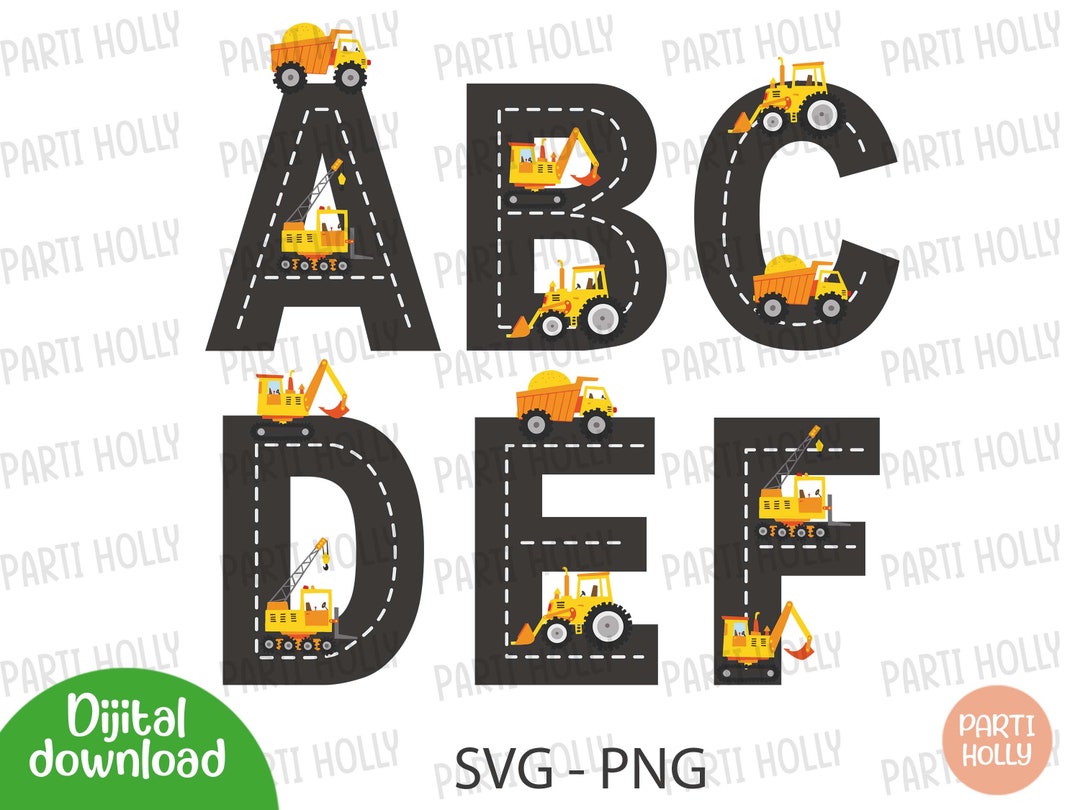 Funny Road Toy Car Monogram Svg-png, Race Track Alphabet, Silhouette ...