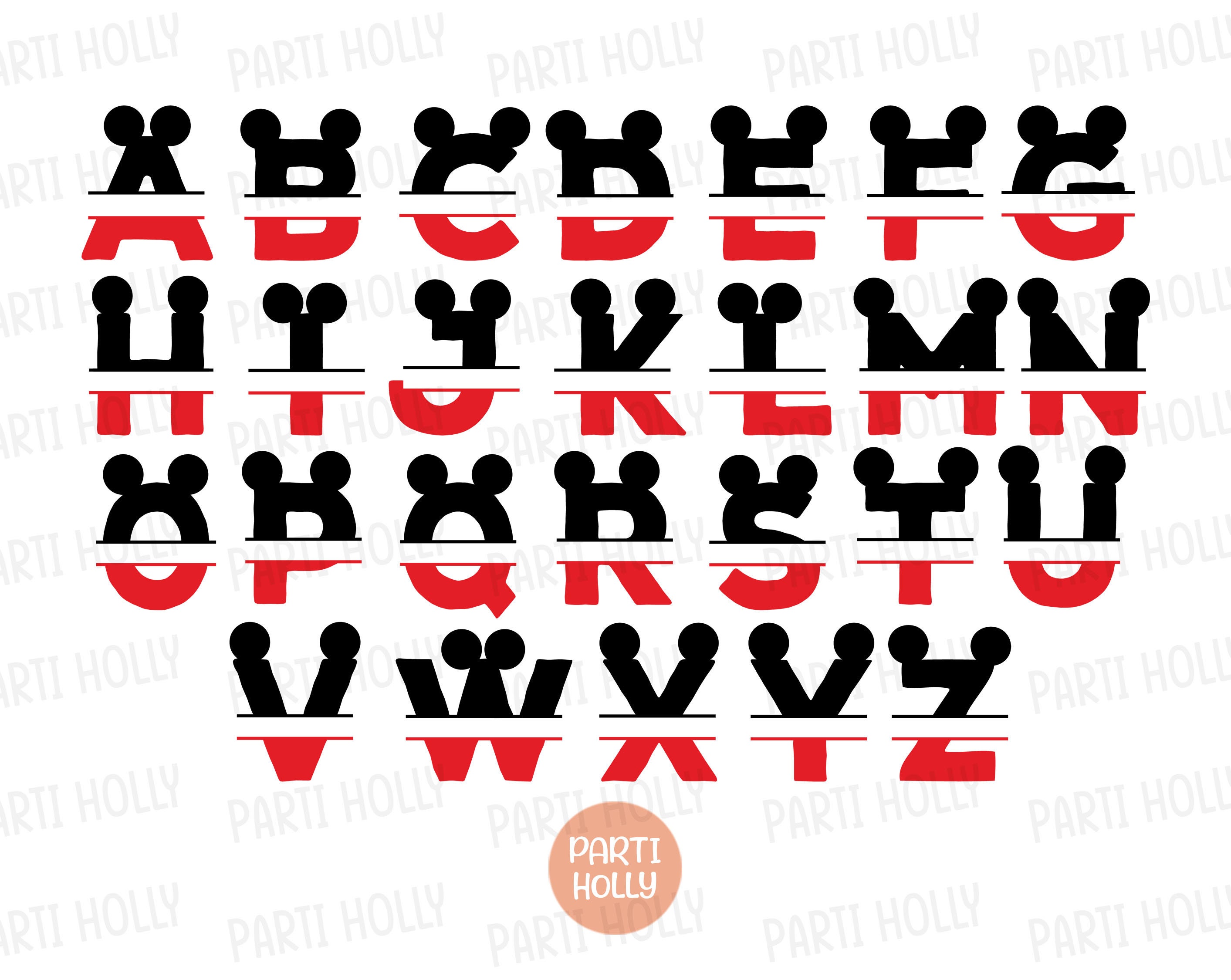 Mickey Mouse Split Monogram Alphabet Svg,eps,png,pdfmonogram Frame ...