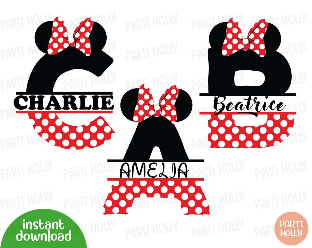 Minnie Mouse Split Monogram Alphabet Svg,eps,png,pdfmonogram Frame ...
