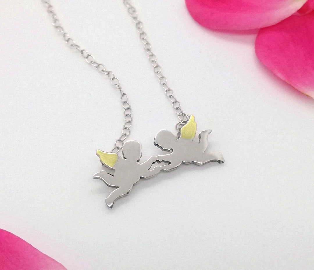 Silver Angel Pendant Silver Angel Necklace Mini Silver - Etsy
