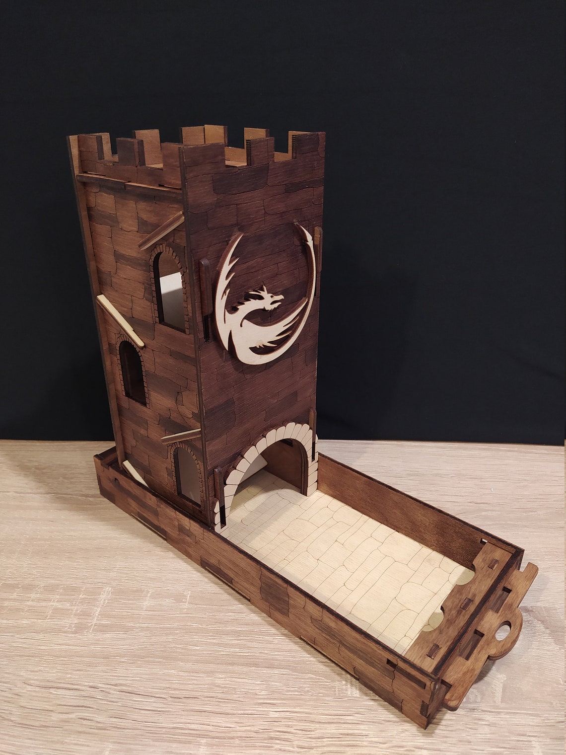 Dice Tower DND Dice Thrower Wood Dice Tray - Etsy