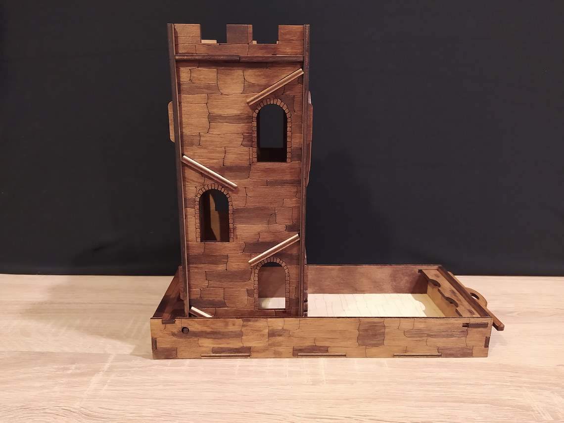 Dice Tower DND Dice Thrower Wood Dice Tray - Etsy