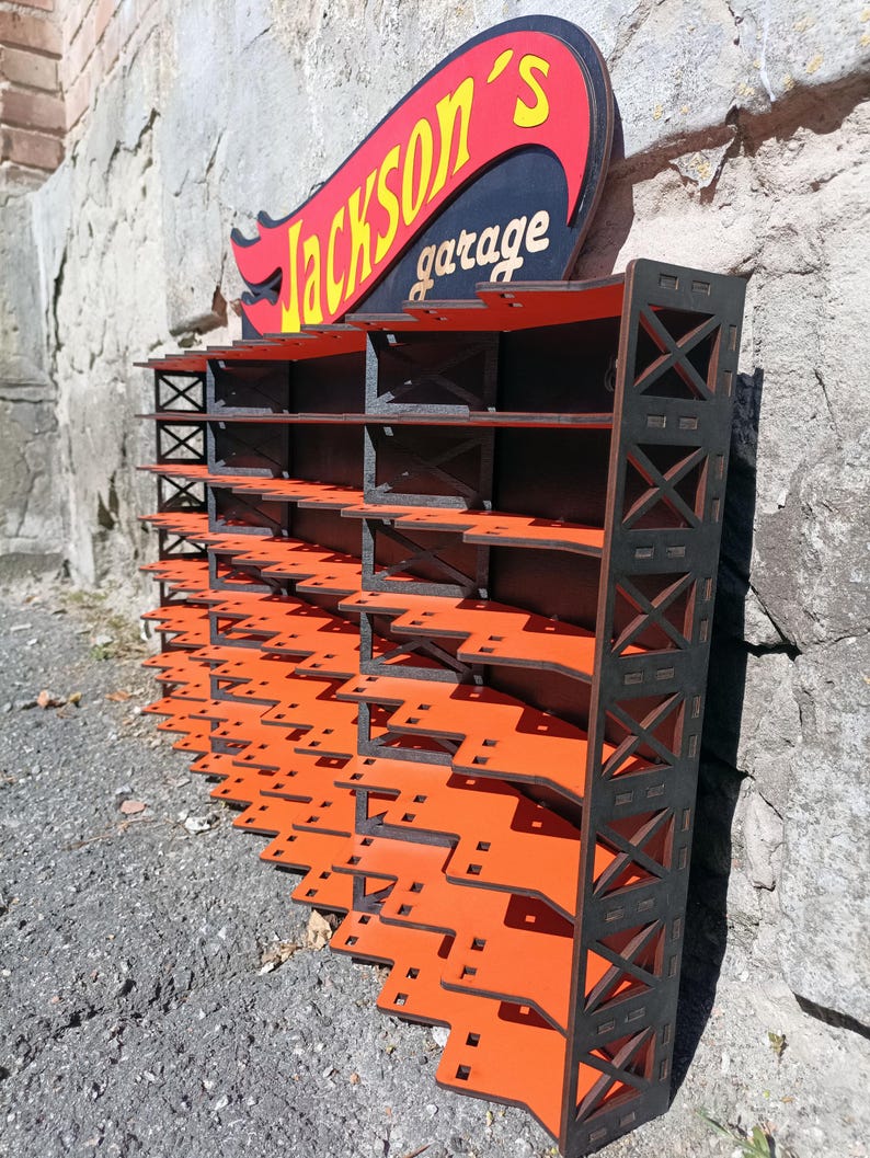 Personalized Toy Car Storage, Wood Wall Mounted Display, Diecast Car ...