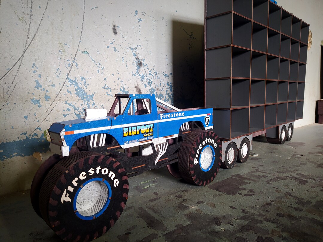 Monster Truck Shelf, Monster Truck 1:64 Scale Storage, Truck Display ...