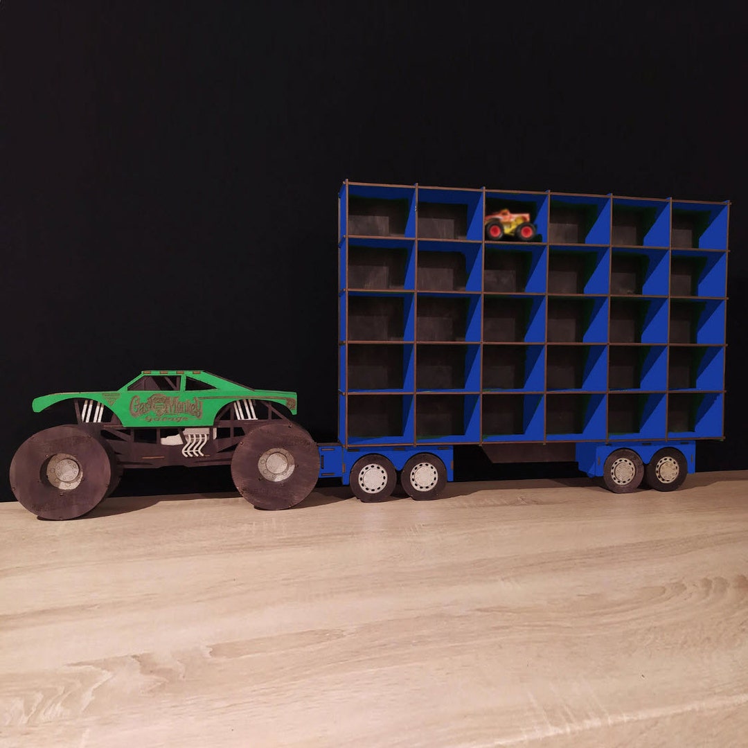 Monster Truck Holder Shelf, Hot Wheels Shelf, 1:64 Scale Display, Wood ...