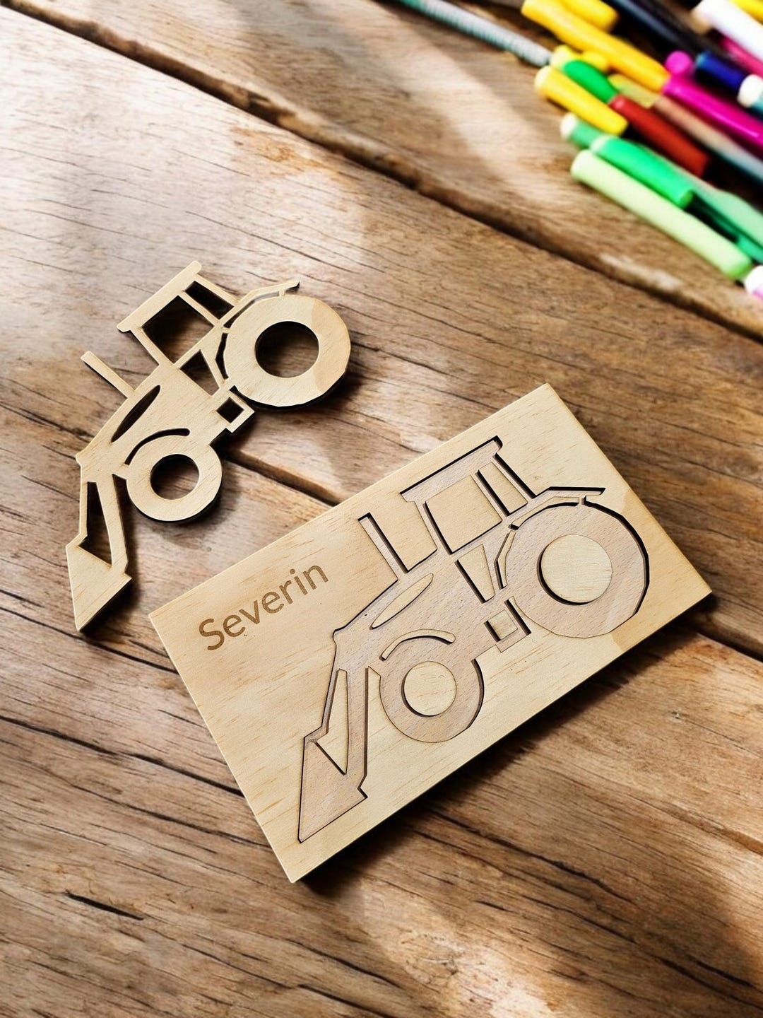 Personalizable Wooden Tractor Puzzle / Puzzle for Children / Children's ...