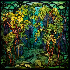 Vineyard Stained Glass Window Film - Decorative Privacy Frosted Static ...