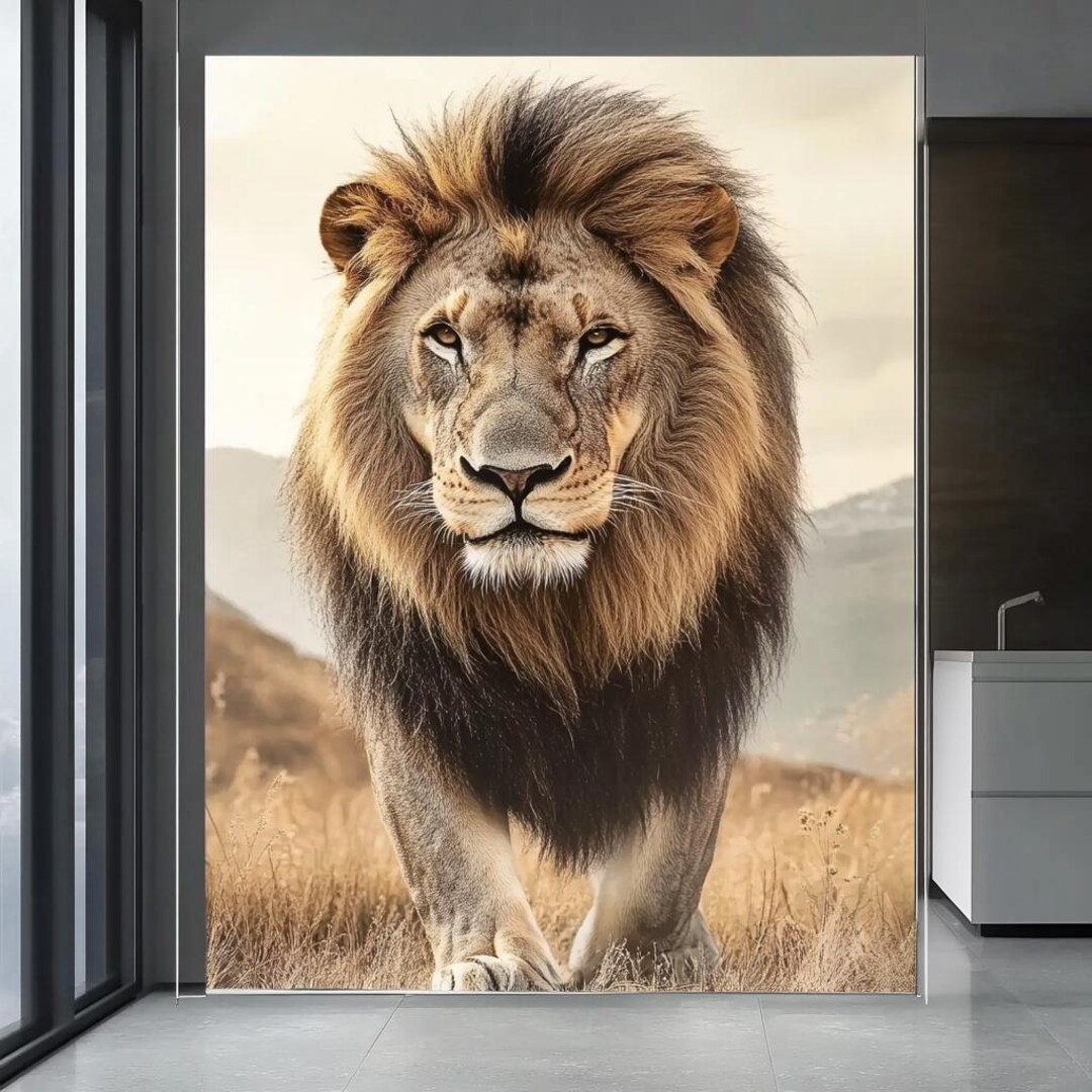 King of the Jungle Decorative Glass Sticker: Static Cling Semi ...