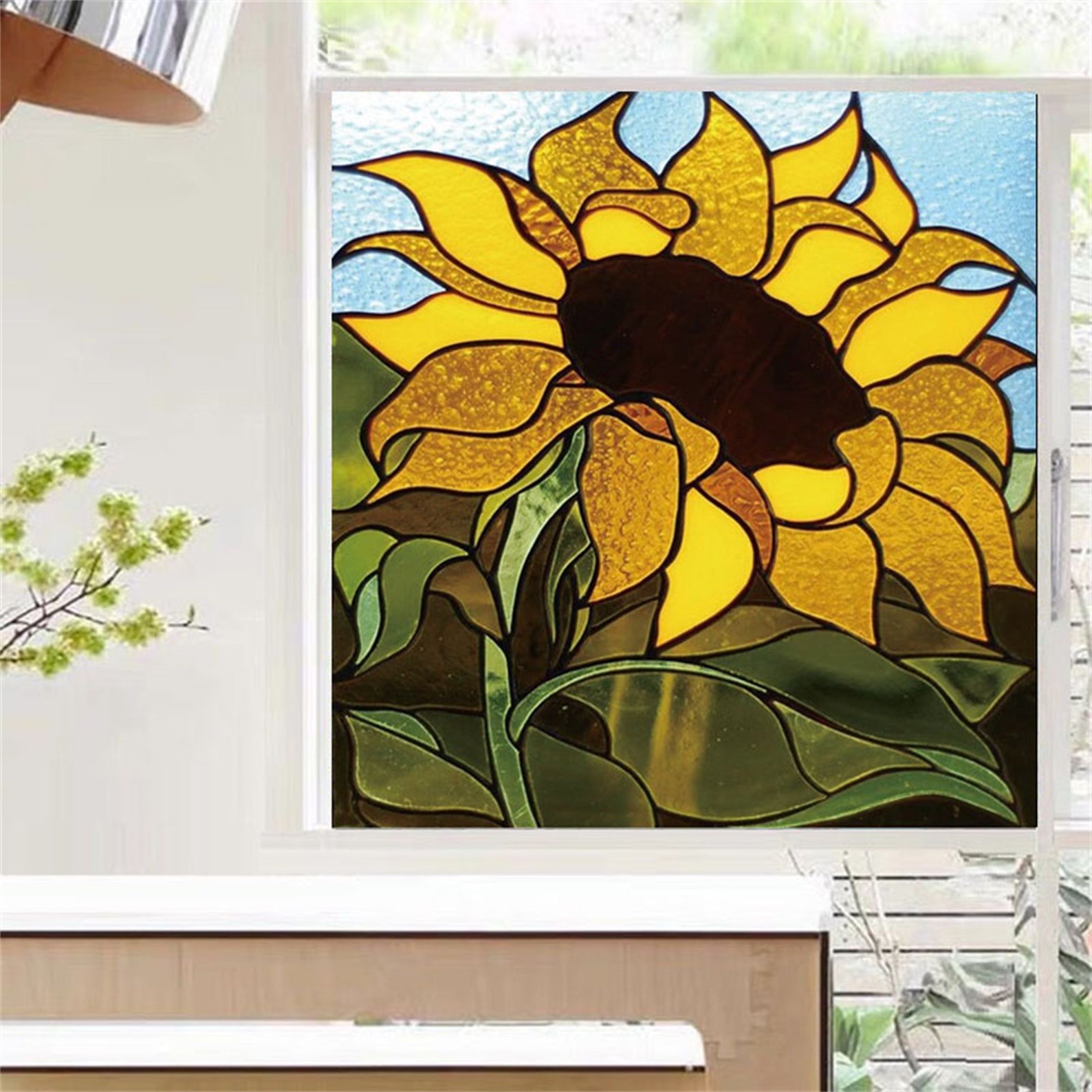 Custom Size Stained Glass Window Film Frosted Sunflower Glass - Etsy