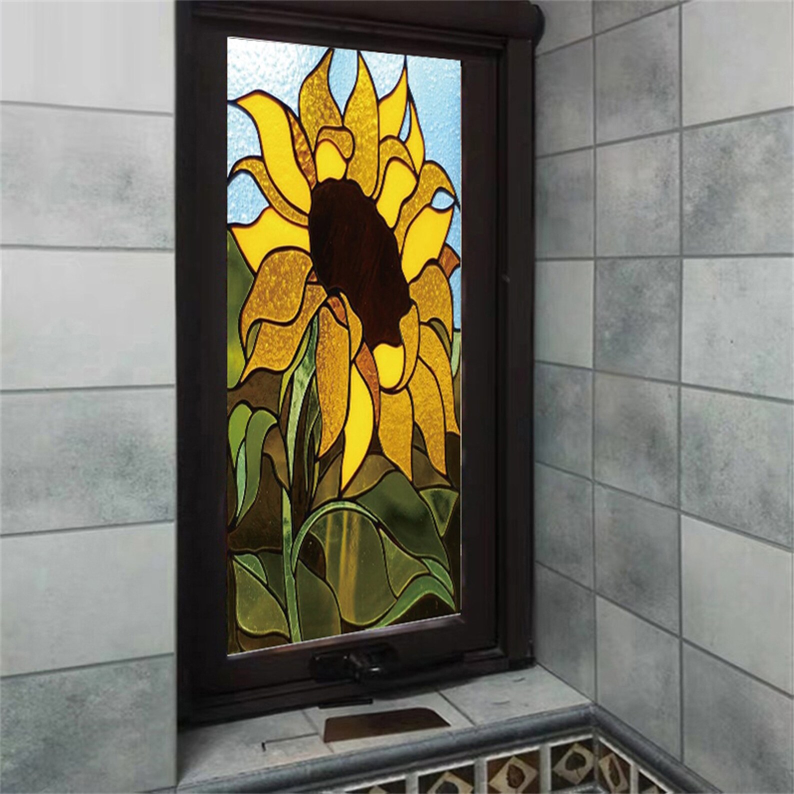 Custom Size Stained Glass Window Film Frosted Sunflower Glass | Etsy